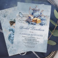 Elegant Blue Floral Tea Set Bridal Luncheon Tea Invitation | Zazzle