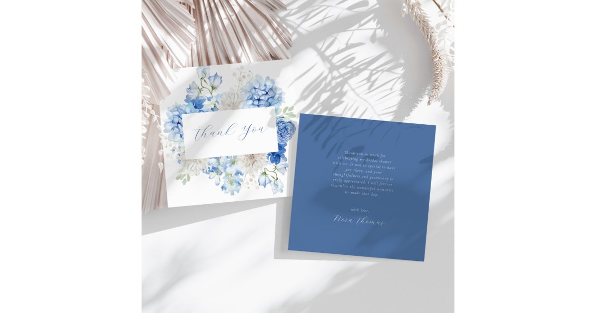 Elegant Blue Floral Thank You Card | Zazzle