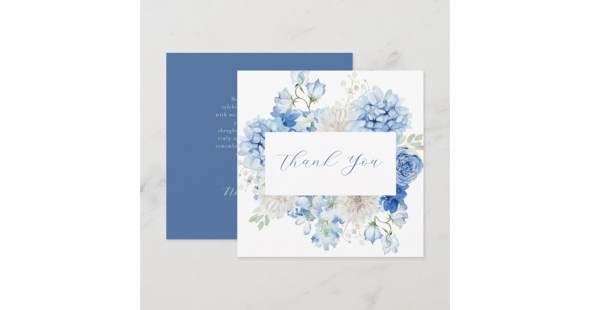Elegant Blue Floral Thank You Card | Zazzle