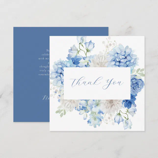 Elegant Blue Floral Thank You Card | Zazzle