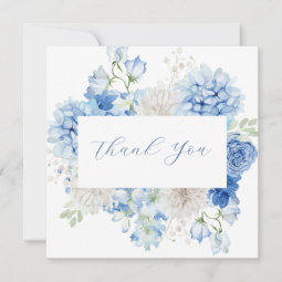 Elegant Blue Floral Thank You Card | Zazzle