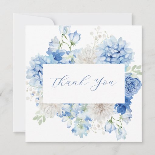 Elegant Blue Floral Thank You Card | Zazzle