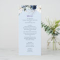 Elegant Blue Floral Wedding Menu | Zazzle