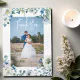 Elegant Blue Floral Wedding Photo Magnet Card | Zazzle