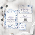 Elegant Blue Floral Wedding Square Sticker | Zazzle