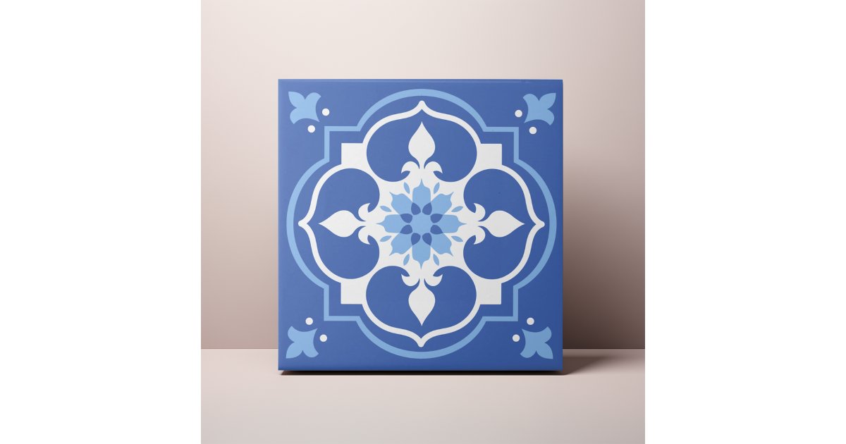 Elegant Blue Flower Accent Azulejo Ceramic Tile | Zazzle