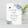 Elegant Blue Flowers Graduation Party Invitation | Zazzle