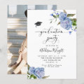 Elegant Blue Flowers Graduation Party Invitation | Zazzle