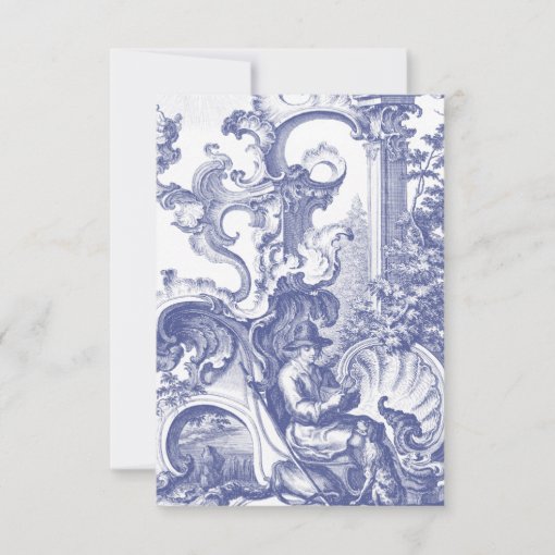Elegant Blue French Baroque Toile Invitation | Zazzle