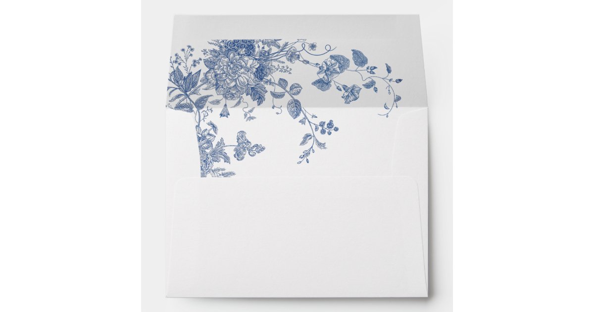 Elegant Blue French Garden Flowers Envelope | Zazzle