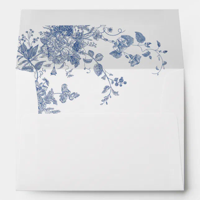 Elegant Blue French Garden Flowers Envelope | Zazzle