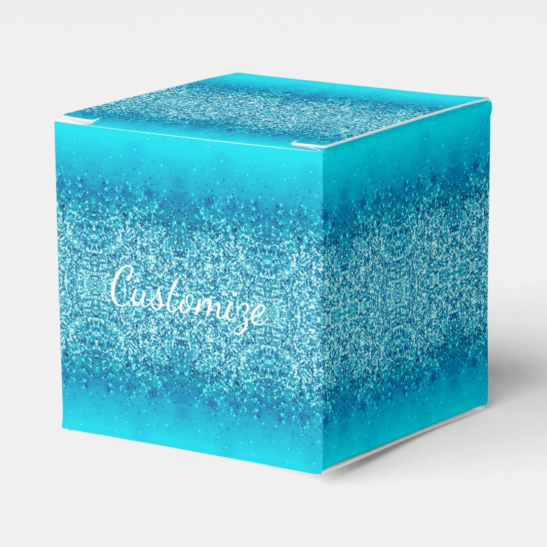 Elegant Blue Frost Sparkle Cube Favor Box | Zazzle