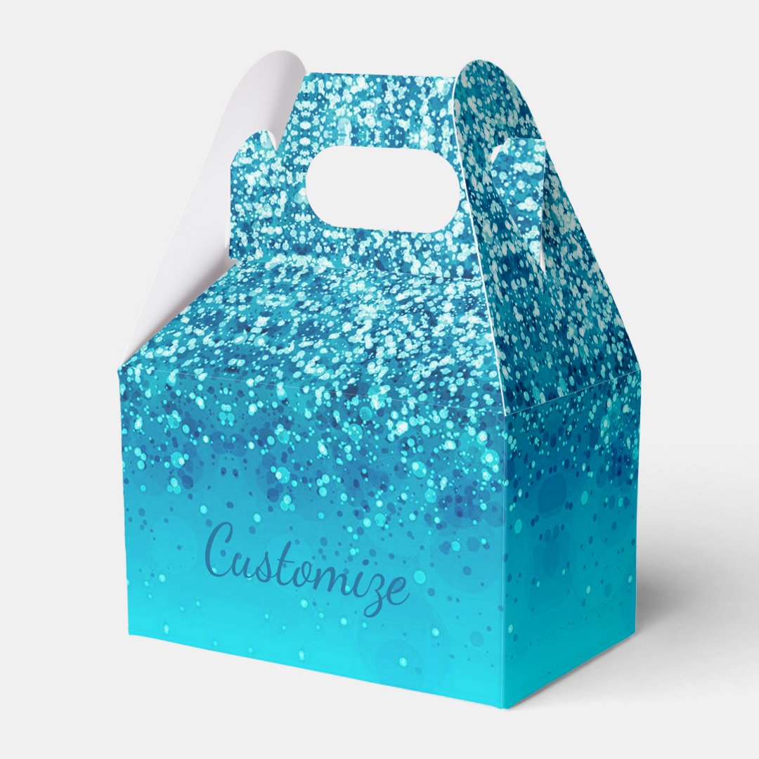 Elegant Blue Frost Sparkle Gable Favor Box | Zazzle