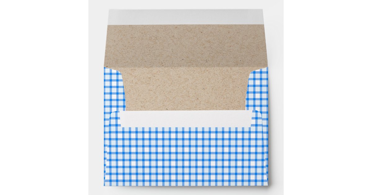 Elegant Blue Gingham Check Envelope | Zazzle