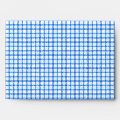 Elegant Blue Gingham Check Envelope | Zazzle