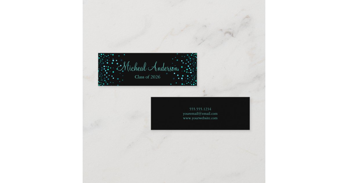 Elegant Blue Glitter Graduation Name Card | Zazzle