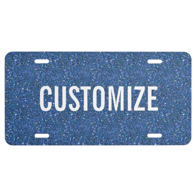 Elegant Blue Glitter Pattern License Plate | Zazzle