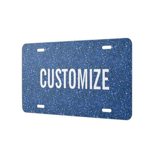 Elegant Blue Glitter Pattern License Plate | Zazzle