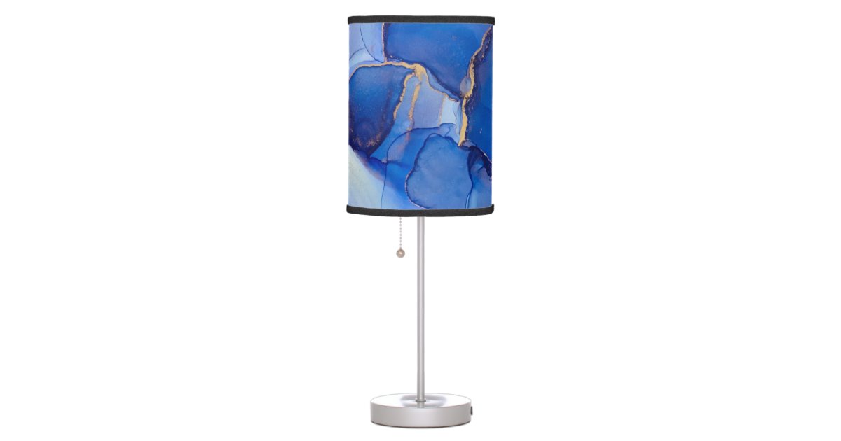 Elegant Blue Gold Abstract Art Table Lamp | Zazzle