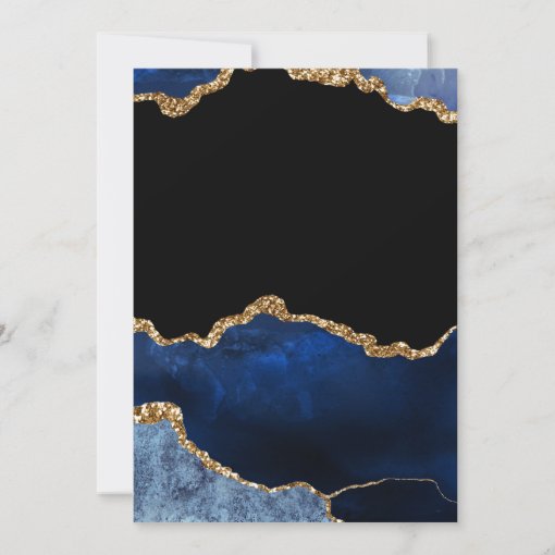 Elegant Blue Gold Agate Surprise 50th Birthday Inv Invitation | Zazzle