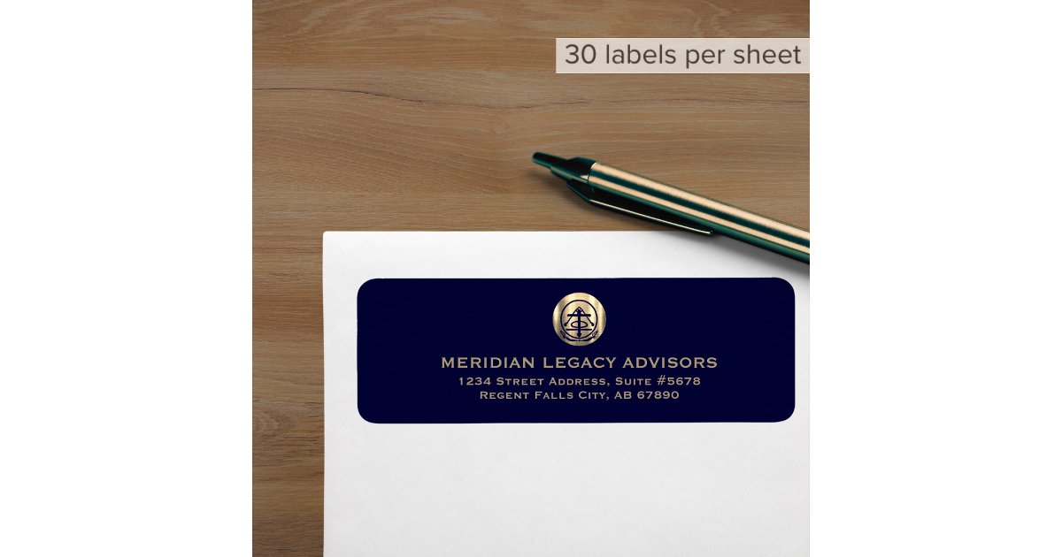 Elegant Blue Gold Business Return Address Label | Zazzle