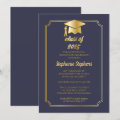 Elegant Blue | Gold Cap College Graduation Party Invitation | Zazzle