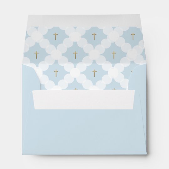 Elegant Blue Gold Cross Circle Pattern Baptism Envelope | Zazzle.com