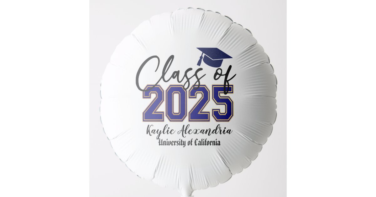 Elegant Blue & Gold Graduation Balloon | Zazzle