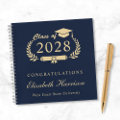 Elegant Blue Gold Graduation Party Guest Book | Zazzle