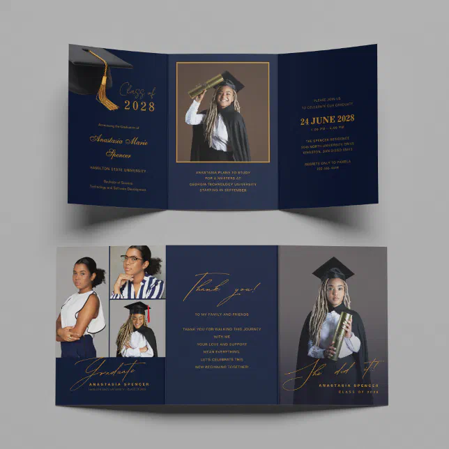 Tri Fold Graduation Invitations