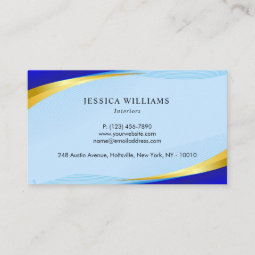 Elegant Blue Gold Luxury Designer Logo Loyalty Card | Zazzle