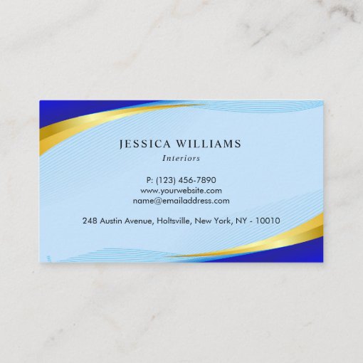 Elegant Blue Gold Luxury Designer Logo Loyalty Card | Zazzle