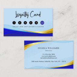 Elegant Blue Gold Luxury Designer Logo Loyalty Card | Zazzle