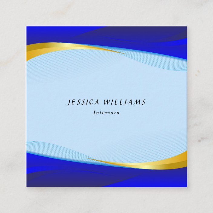 Elegant Blue Gold Luxury Designer Logo Square Busi Square Business Card ...
