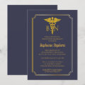 Elegant Blue | Gold Nurse BSN Graduation Party Invitation | Zazzle
