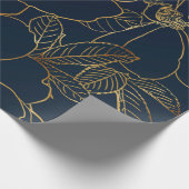 Elegant Blue Gold Roses Floral Wrapping Paper | Zazzle