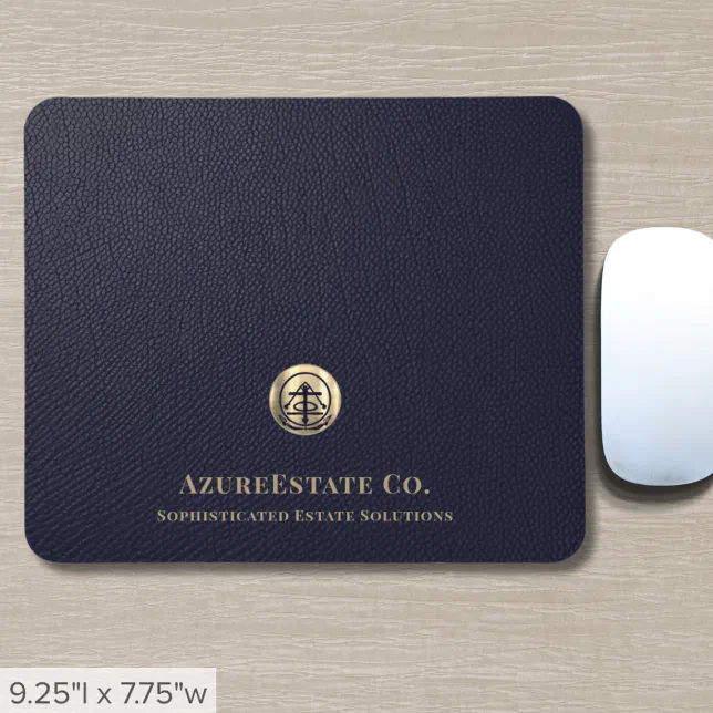 Elegant Blue Gold Seal Logo Mouse Pad | Zazzle