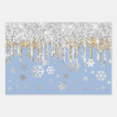 Elegant Blue Gold Silver Christmas Snowflakes Wrapping Paper Sheets ...