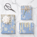 Elegant Blue Gold Silver Christmas Snowflakes Wrapping Paper Sheets ...
