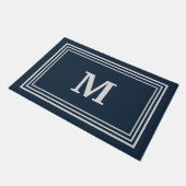 Elegant Blue Gray Monogrammed Doormat | Zazzle