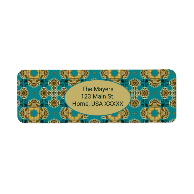 Elegant Blue Green Moroccan Tile Pattern Label | Zazzle