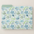 Elegant Blue Green Watercolor Flower Pattern File Folder | Zazzle
