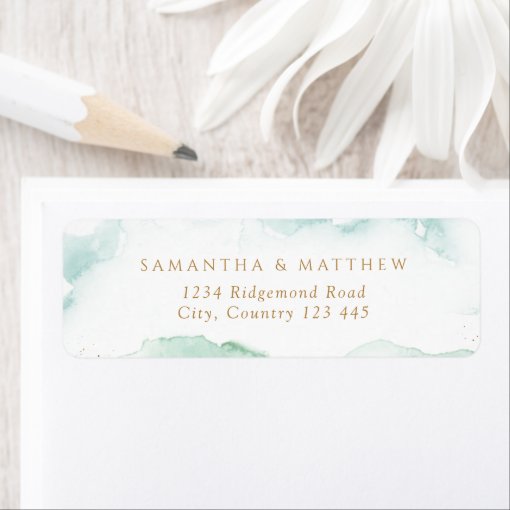 Elegant Blue Green Watercolor Return Address Label | Zazzle