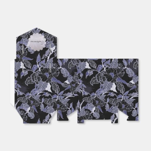 Elegant Blue & Grey Dark Floral Tent Favor Box | Zazzle