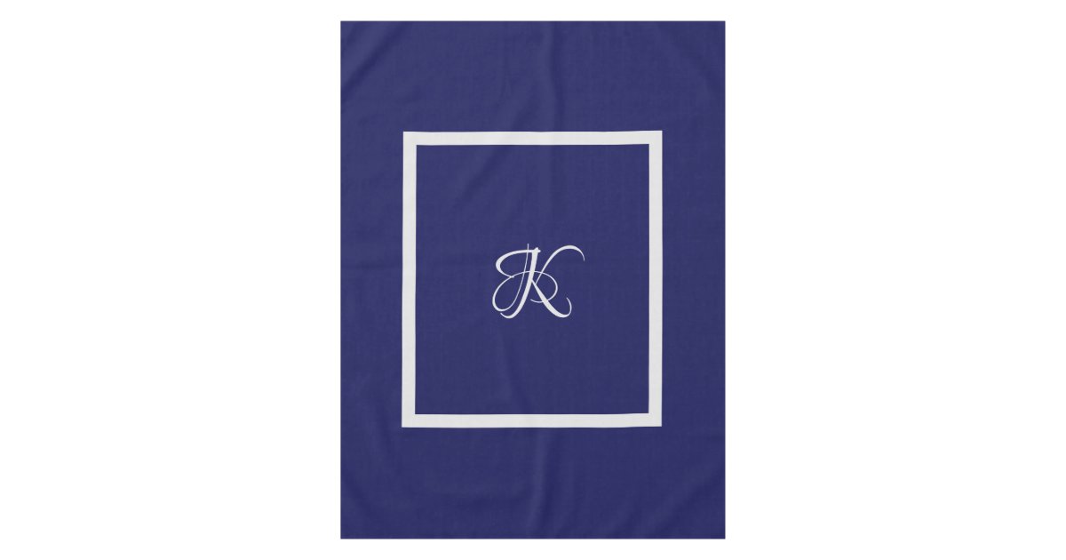Elegant blue grey initial monogram tablecloth | Zazzle