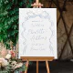 Elegant Blue Hand Drawn Bow Wedding Welcome Sign | Zazzle