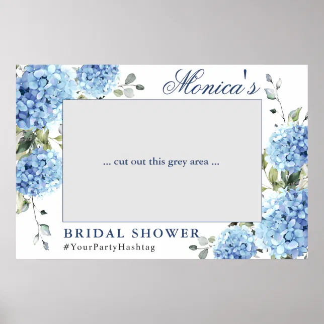 Elegant Blue Hydrangea Bridal Shower Photo Prop Poster | Zazzle