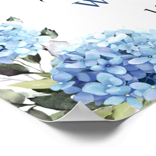 Elegant Blue Hydrangea Eucalyptus Engagement Party Poster | Zazzle