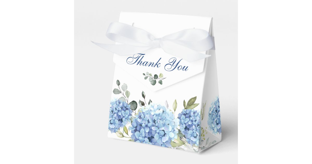 Elegant Blue Hydrangea Eucalyptus Gift Wedding Favor Boxes | Zazzle