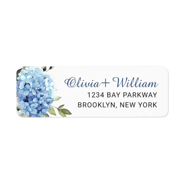 Elegant Blue Hydrangea Eucalyptus Return Address Label | Zazzle